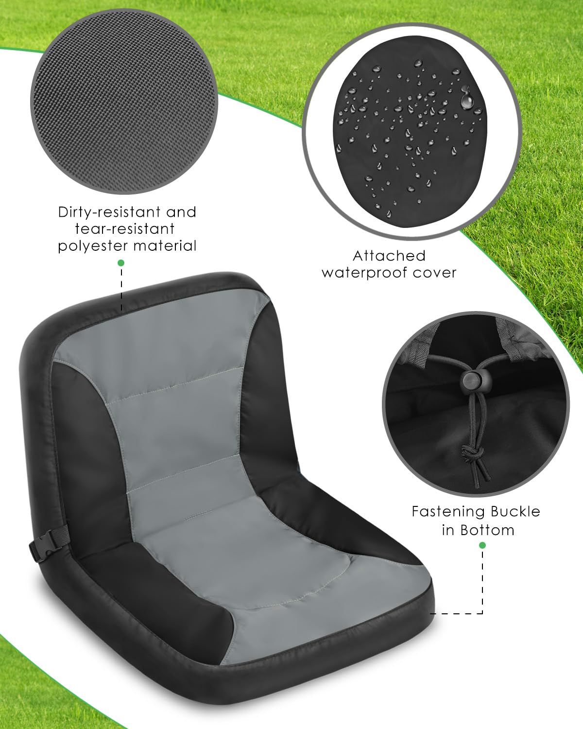PACETAP Riding Lawn Mower Seat Cover with Waterproof Cover, Durable Polyester Universal Lawn Mower Seat Cover Compatible with John Deere, for Craftsman, for Cub Cadet, for Kubota (Splicing,Medium)