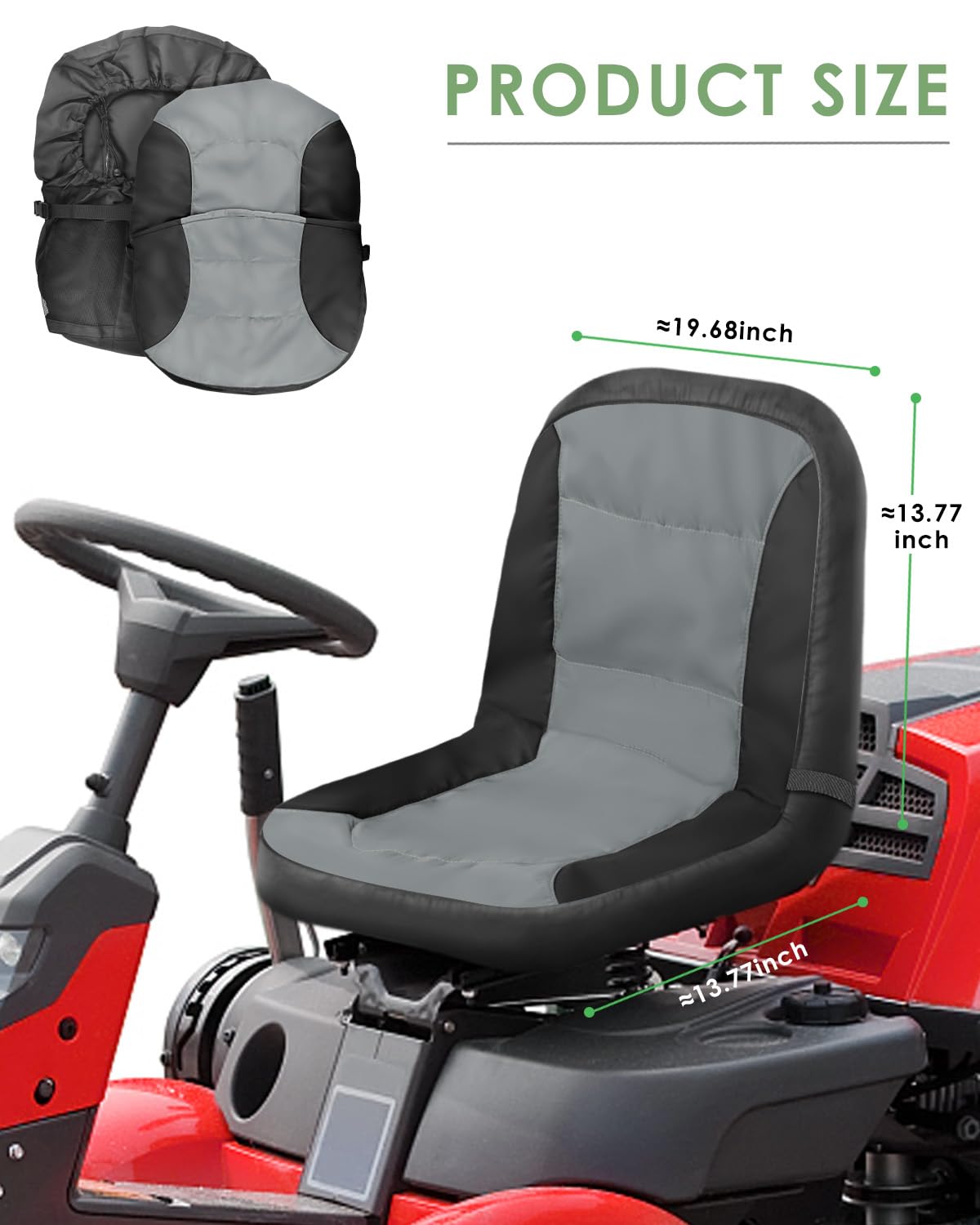 PACETAP Riding Lawn Mower Seat Cover with Waterproof Cover, Durable Polyester Universal Lawn Mower Seat Cover Compatible with John Deere, for Craftsman, for Cub Cadet, for Kubota (Splicing,Medium)
