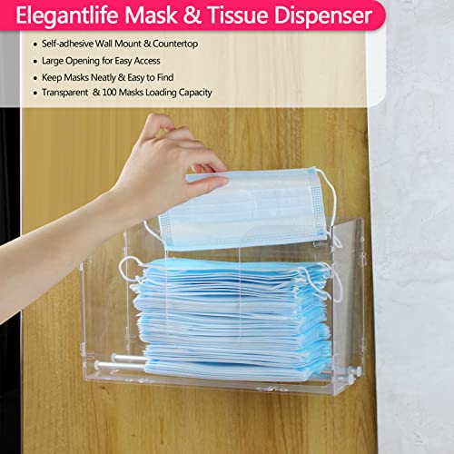 Evron Paper Towel Dispenser Countertop & Wall Mount Clear One-Hand Pull C Fold Z Fold Trifold and Multifold Paper Towel Holder (Simple Snap-on Assemble Before Use)