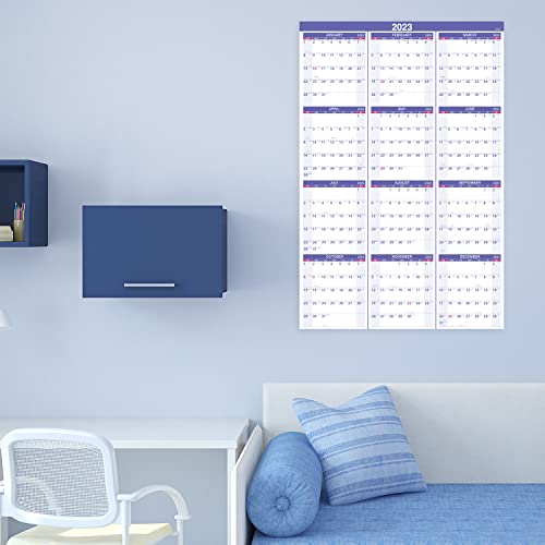 2023 Yearly Wall Calendar - Yearly Wall Calendar2023, 2023 Wall Calendar with Julian Date, From Jan.2023 to Dec.2023, Thick Paper, Vertical, 34.8" x 22.8" (Open) - Purple
