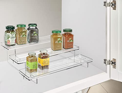 BodiCal 3-Tier Spice Rack Organizer for Cabinet- Spice Rack Seasoning Organizer, Tiered Medicine Cabinet Organizer, Kitchen Pantry Organization and Storage- 2 Pack/Clear