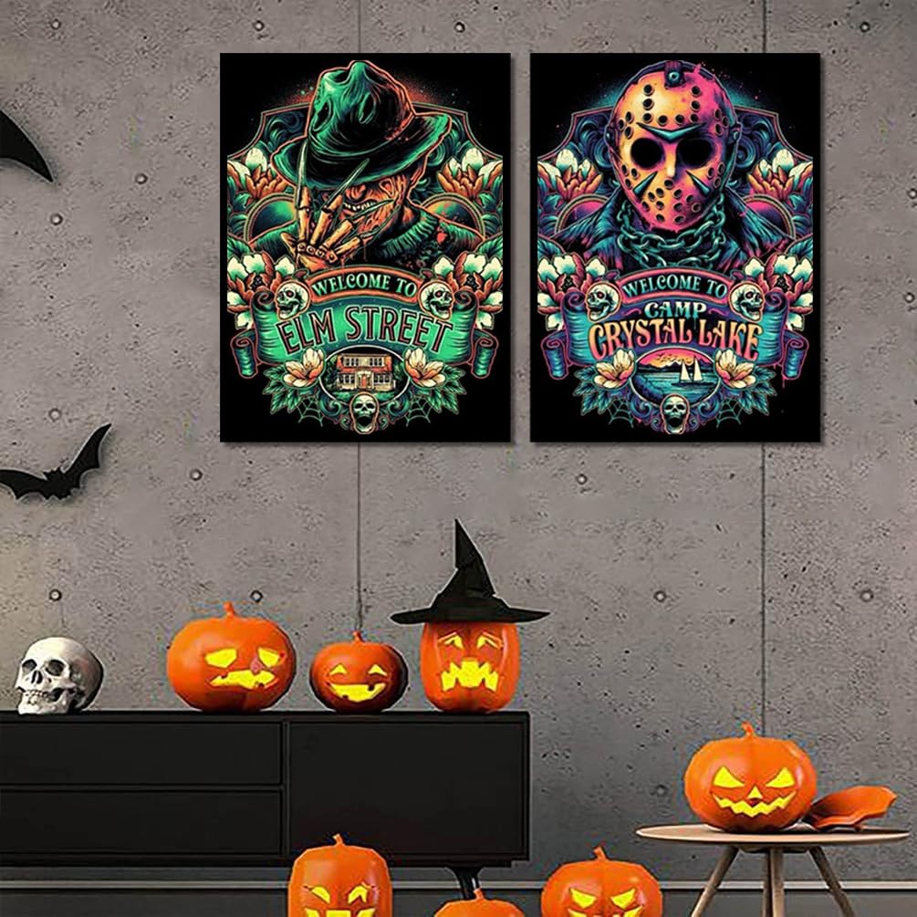 6 Pack Halloween Diamond Painting for Adults - 5D Horror Diamond Art Kits for Adults,Full Drill Diamond Dots DIY Diamonds Pictures Gem Crafts for Home Wall Decor Gifts(11.8x15.7inch)