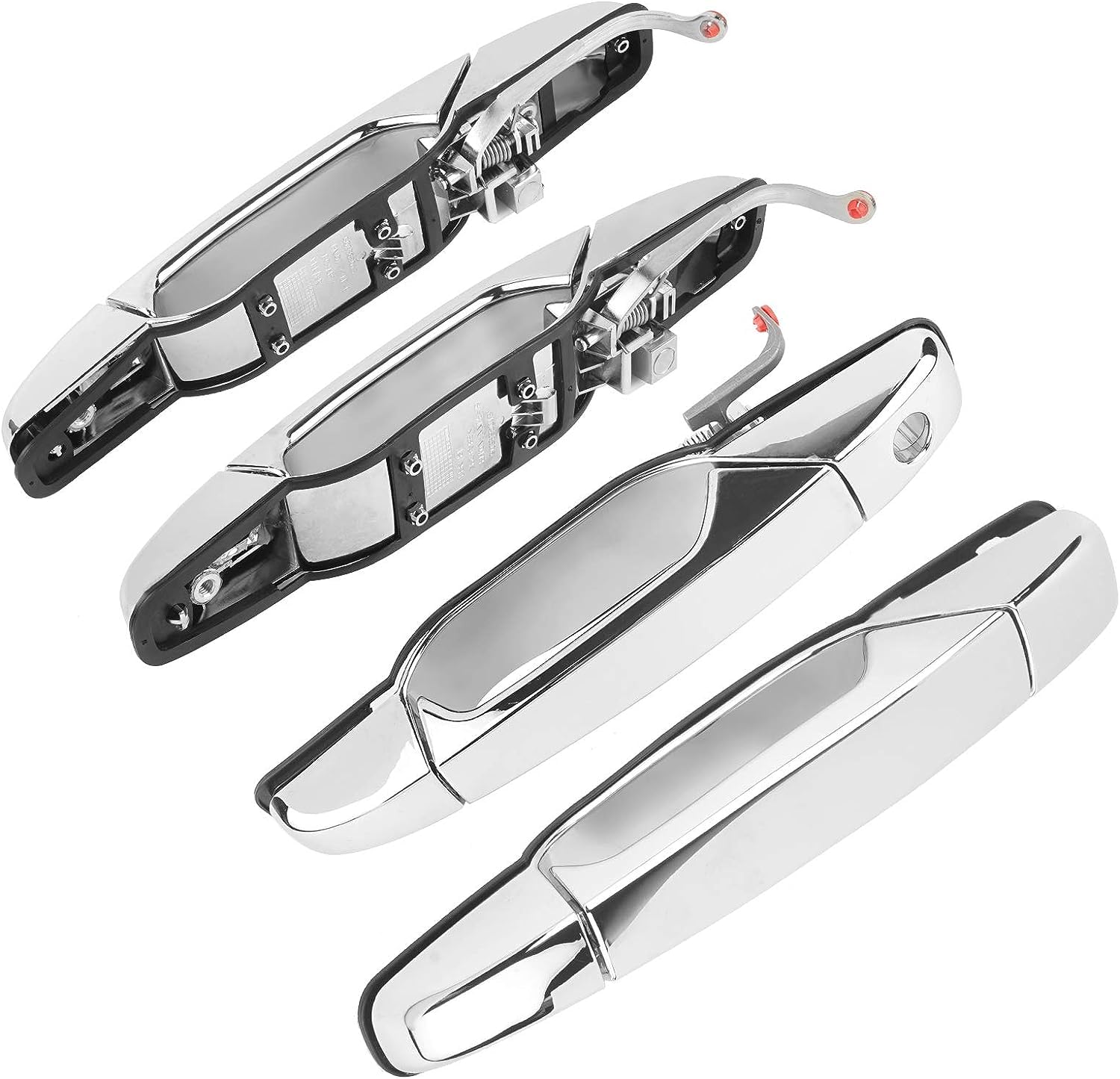 Exterior Door Handle (Upgraded) 4 PCS Front Rear Driver & Passenger for 2007-2013 Chevy Silverado Suburban Tahoe Avalanche, GMC Sierra Yukon, Cadillac Escalade Replaces 22738721 22738722 22738725