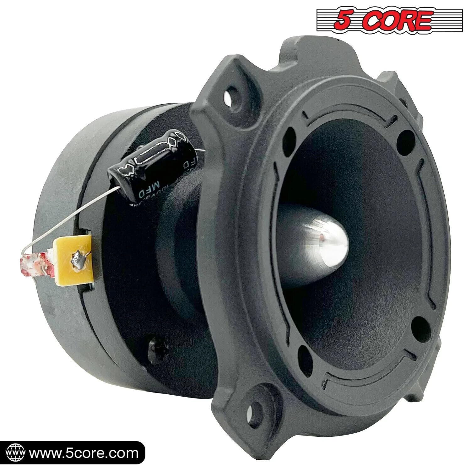 5 CORE 6.5" Inch Mid-Range Replacement Pro Audio Car Speaker 1600W Max 4 Ohms and 2.8 Inch Super Tweeter 2 Pieces - MR6.5-4oHMX2Pcs+TW-BULLET180X2Pcs