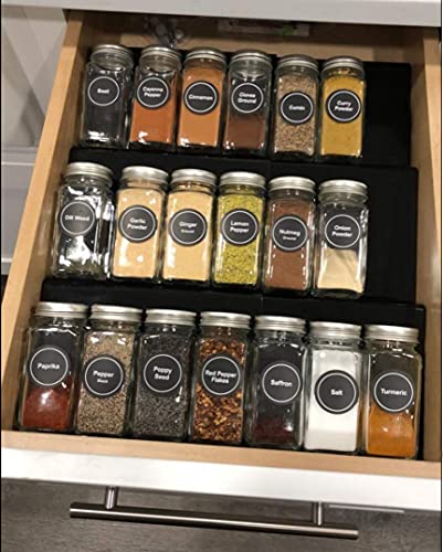 Artibear Expandable Spice Rack Drawer Organizer for 8" to 16" Kitchen Cabinets Drawer Tray, Set of 6