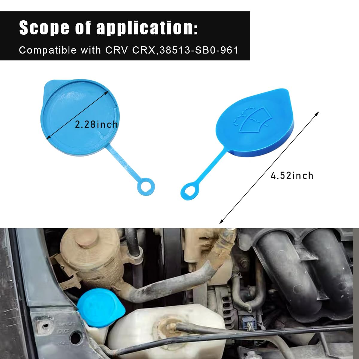 Kewucn Windshield Washer Fluid Reservoir Cap, Windshield Wiper Fluid Cap Replacement, Auto Tank Liquid Bottle Washer Fluid Cap, OEM 38513-SB0-9613 76802-SN7-G05 Vehicle Accessories