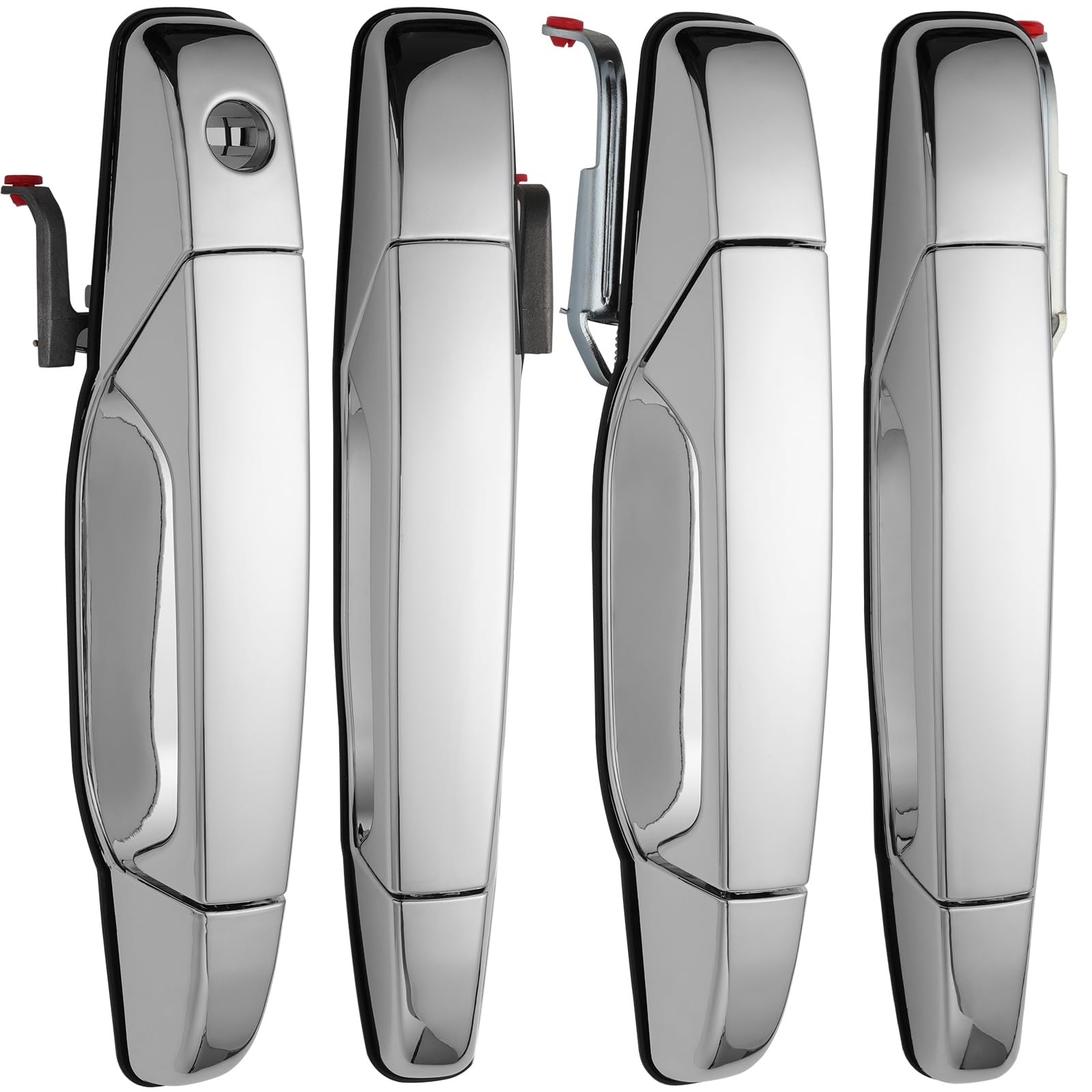 Exterior Door Handle (Upgraded) 4 PCS Front Rear Driver & Passenger for 2007-2013 Chevy Silverado Suburban Tahoe Avalanche, GMC Sierra Yukon, Cadillac Escalade Replaces 22738721 22738722 22738725