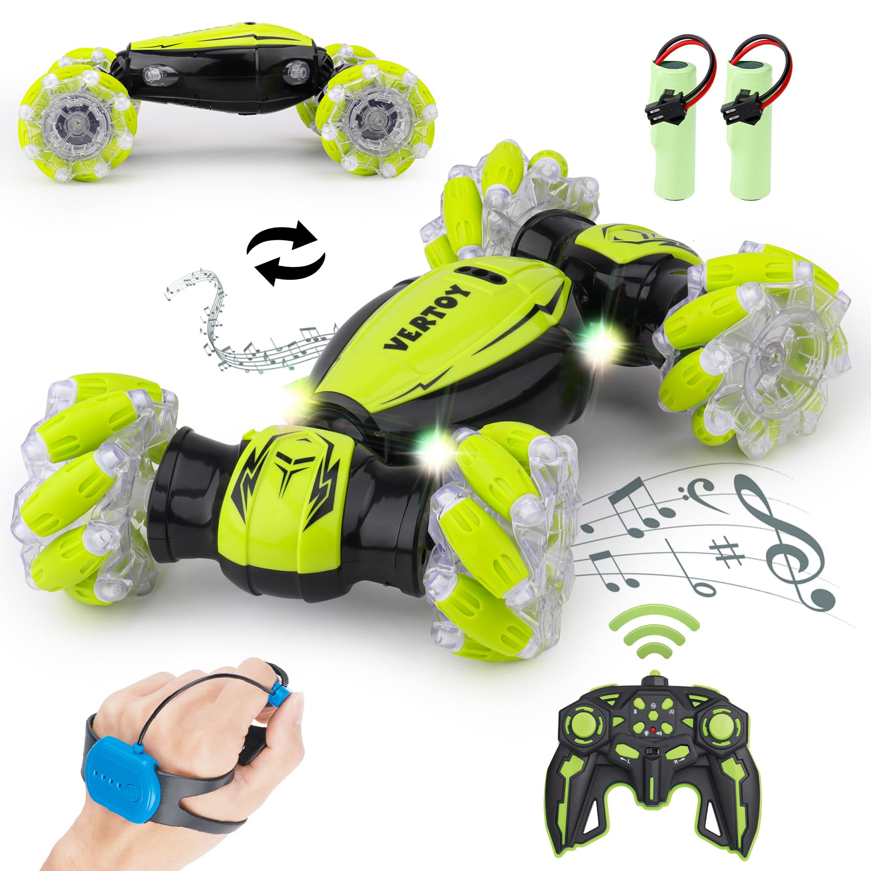 VERTOY Gesture Sensing Stunt RC Cars Toys for Boys - 4WD 2.4GHz Hand Controlled Remote Control Car with Light Music, Best Gifts Ideas for Kids Age 7 8 9 10 11 12 Year Old