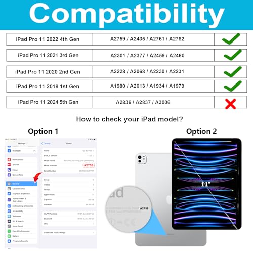 Case for iPad Pro 11 Inch 2022/2021/ 2020/2018: Military-Grade Silicone Cover for iPad 11 Inch 4th/ 3rd/ 2nd/ 1st/ Generation with Stand- Handle- Shoulder Strap- Pencil Holder