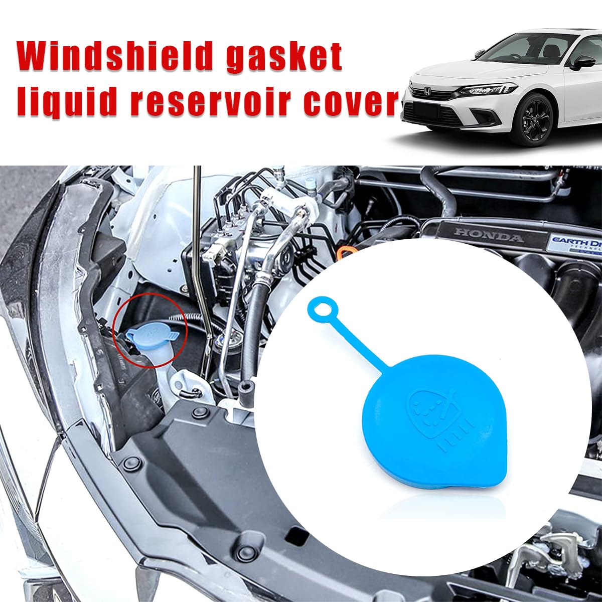 Kewucn Windshield Washer Fluid Reservoir Cap, Windshield Wiper Fluid Cap Replacement, Auto Tank Liquid Bottle Washer Fluid Cap, OEM 38513-SB0-9613 76802-SN7-G05 Vehicle Accessories