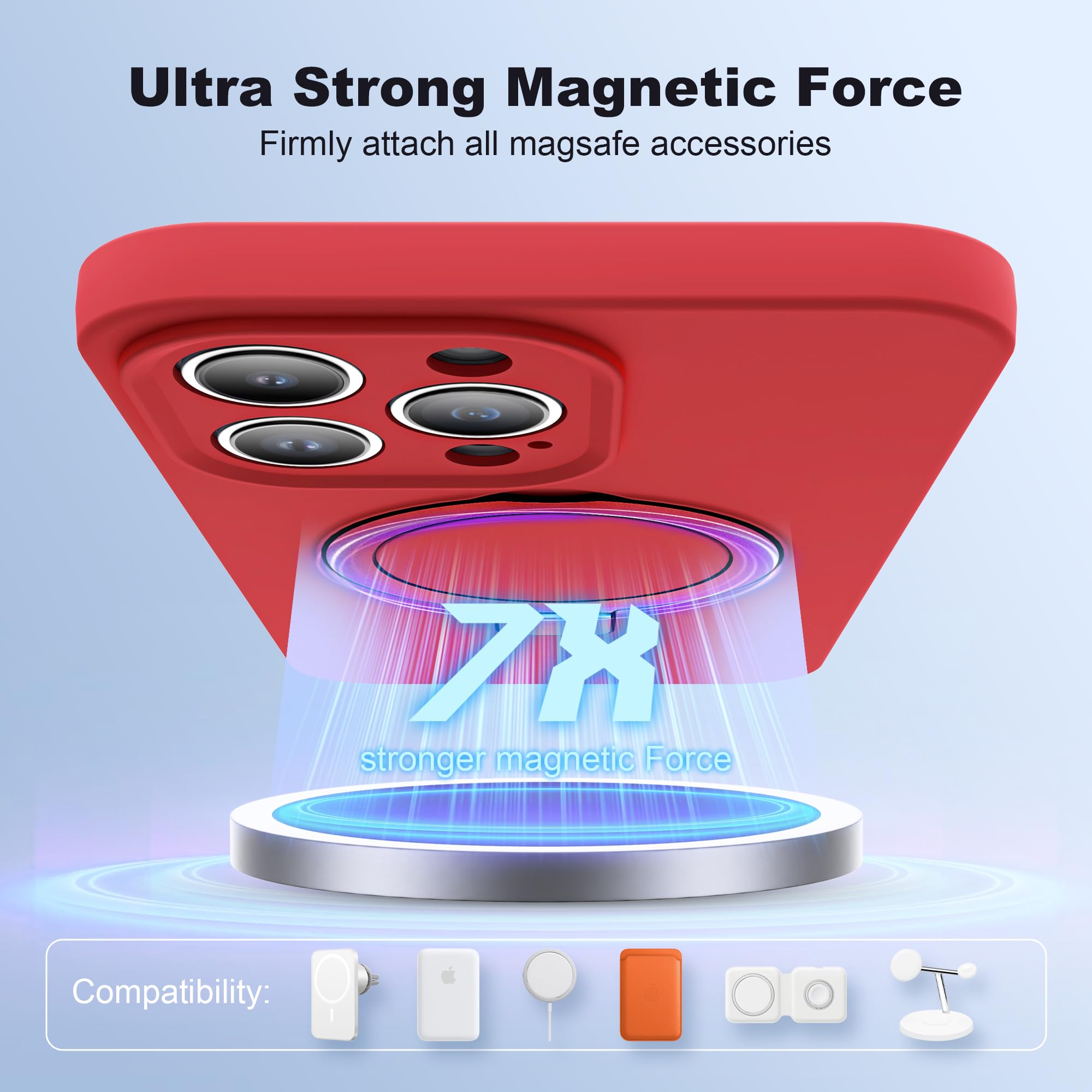 SKYLMW Designed for iPhone 14 Pro Max Case with Magnetic Invisible Stand Compatible with MagSafe Military Drop Tested Shockproof Silicone iPhone 14 Pro Max Phone Cases for Women Men 6.7'' 2022, Red