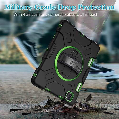 Case for iPad Pro 11 Inch 2022/2021/ 2020/2018: Military-Grade Silicone Cover for iPad 11 Inch 4th/ 3rd/ 2nd/ 1st/ Generation with Stand- Handle- Shoulder Strap- Pencil Holder