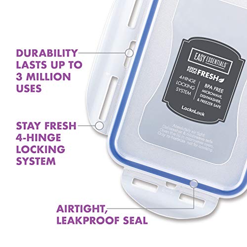 LocknLock Easy Essentials Food Storage lids/Airtight containers, BPA Free, 14 Piece - Tall Rectangle, Clear