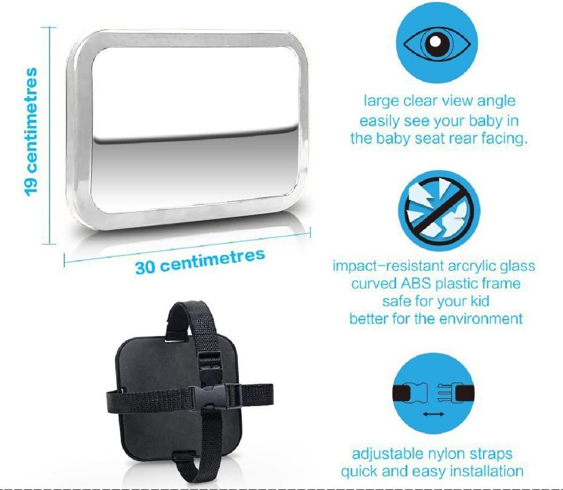 Shynerk Baby Car Mirror, Car Seat Mirror Safety 360° Rotation Wide Clear View, Shatterproof & Crash Tested, SH-M-02, White