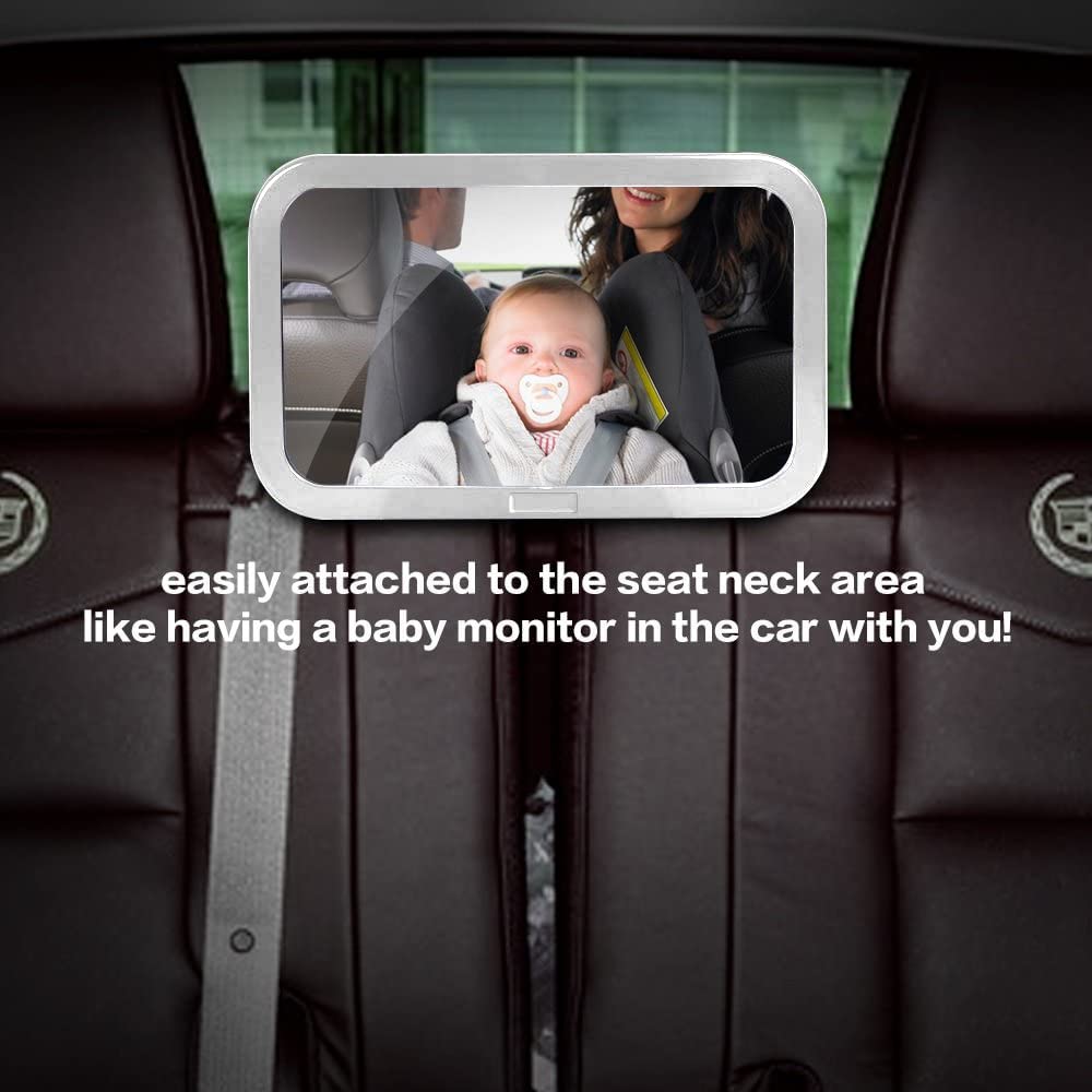 Shynerk Baby Car Mirror, Car Seat Mirror Safety 360° Rotation Wide Clear View, Shatterproof & Crash Tested, SH-M-02, White