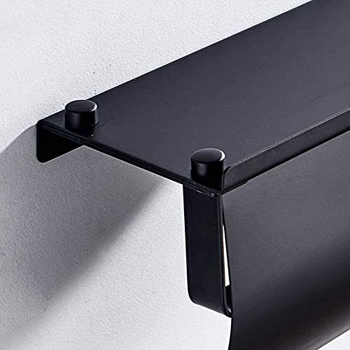 Wall Mounted Toilet Paper Holder with Shelf, No Drilling Stainless Steel Toilet Roll Holder for Bathroom Kitchen Restaurant Toilet Paper Holder