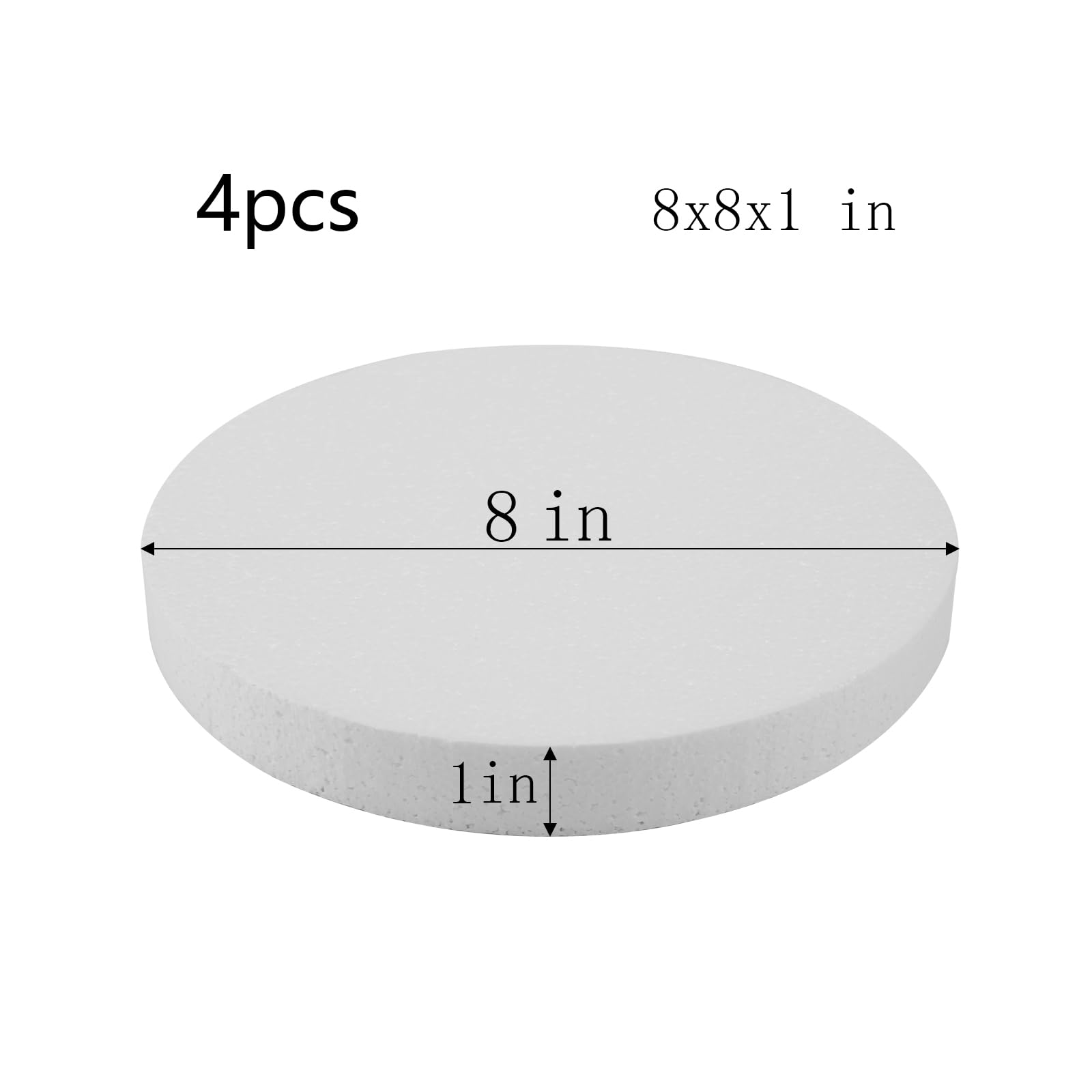 FFchuanhe 4 Pack Foam Circles for Crafts, Polystyrene Round Foam Discs (8×8×1 in) for DIY Projects, Decorations, Modeling, Christmas Decoration