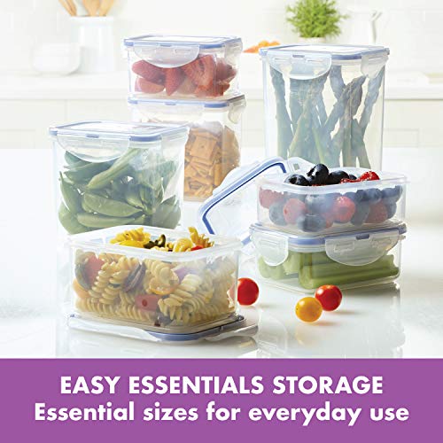 LocknLock Easy Essentials Food Storage lids/Airtight containers, BPA Free, 14 Piece - Tall Rectangle, Clear