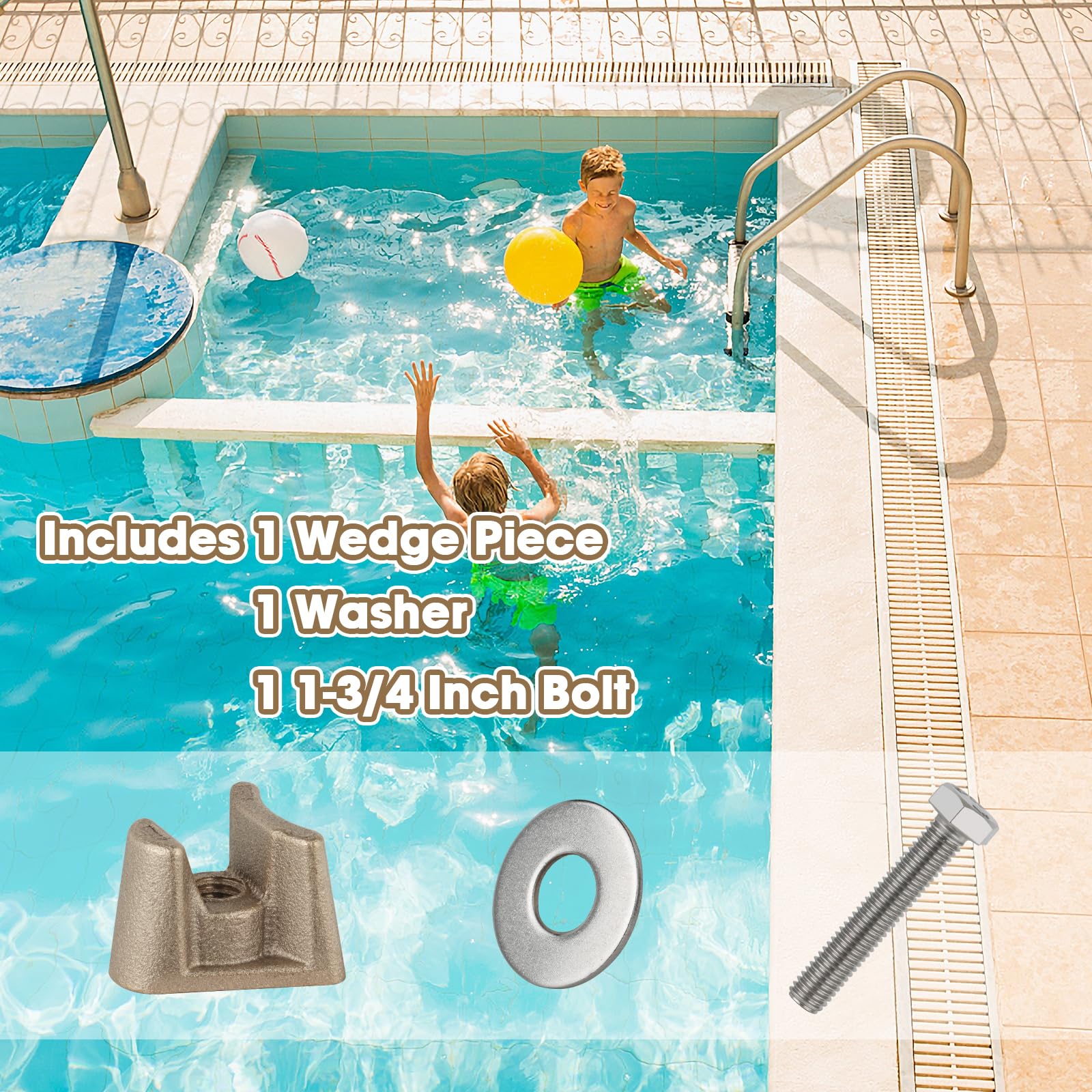 Pool Ladder Anchor PW-4C 4" Wedge Hanover Style Anchors Bronze with Bolt - Fits 4" Rail Anchors - Pool Rail Anchor 2 Pack