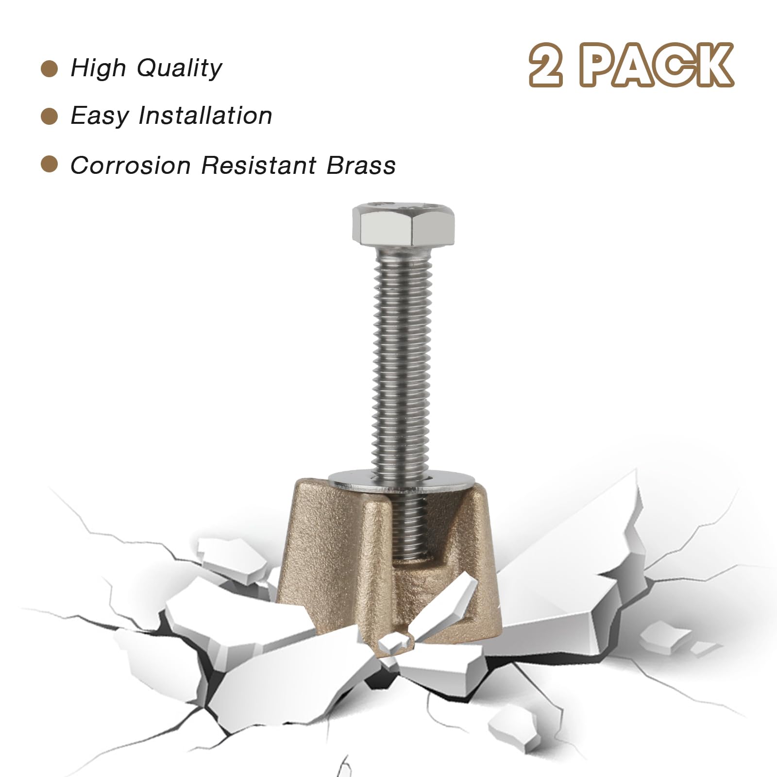 Pool Ladder Anchor PW-4C 4" Wedge Hanover Style Anchors Bronze with Bolt - Fits 4" Rail Anchors - Pool Rail Anchor 2 Pack