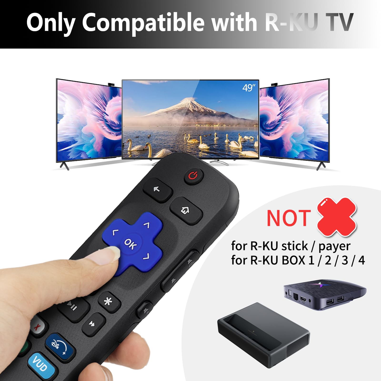New Universal TV Remote Control for Roku TV, for TCL/Hisense/Sharp/Philibs/Onn/Element/Insignia Roku TV (NOT for Roku Stick or Box) (Pack of 2) 1