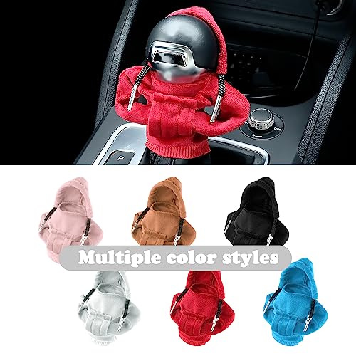 OFBAND Gear Shift Knob Cover,Automotive Interior Accessories Shift Knobs Fashionable Hooded Shirt Car Shifter Knobs Cover Trim,Universal fit Shift knob Cover Car Interior Decor Accessories(Red)