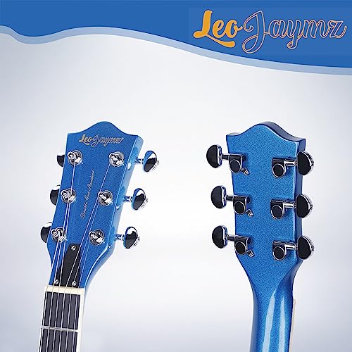 Leo Jaymz 39 Inch Double Cut Solid Body Electric Guitar - Poplar Wood Body,Maple Neck and Composite Ebony Fretboard (DC Navy Blue)
