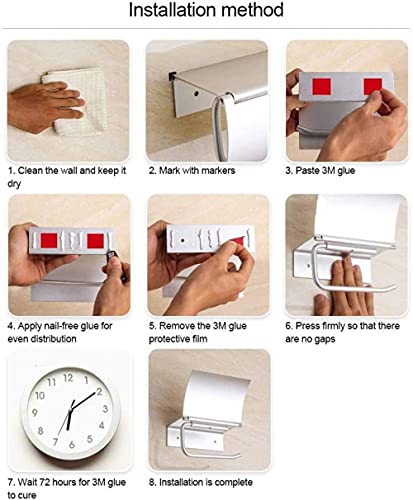 Wall Mounted Toilet Paper Holder with Shelf, No Drilling Stainless Steel Toilet Roll Holder for Bathroom Kitchen Restaurant Toilet Paper Holder