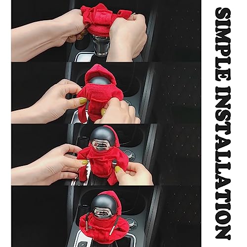 OFBAND Gear Shift Knob Cover,Automotive Interior Accessories Shift Knobs Fashionable Hooded Shirt Car Shifter Knobs Cover Trim,Universal fit Shift knob Cover Car Interior Decor Accessories(Red)