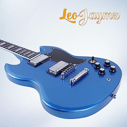Leo Jaymz 39 Inch Double Cut Solid Body Electric Guitar - Poplar Wood Body,Maple Neck and Composite Ebony Fretboard (DC Navy Blue)
