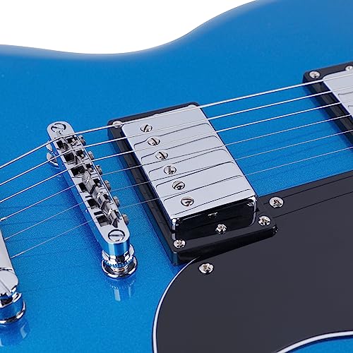Leo Jaymz 39 Inch Double Cut Solid Body Electric Guitar - Poplar Wood Body,Maple Neck and Composite Ebony Fretboard (DC Navy Blue)