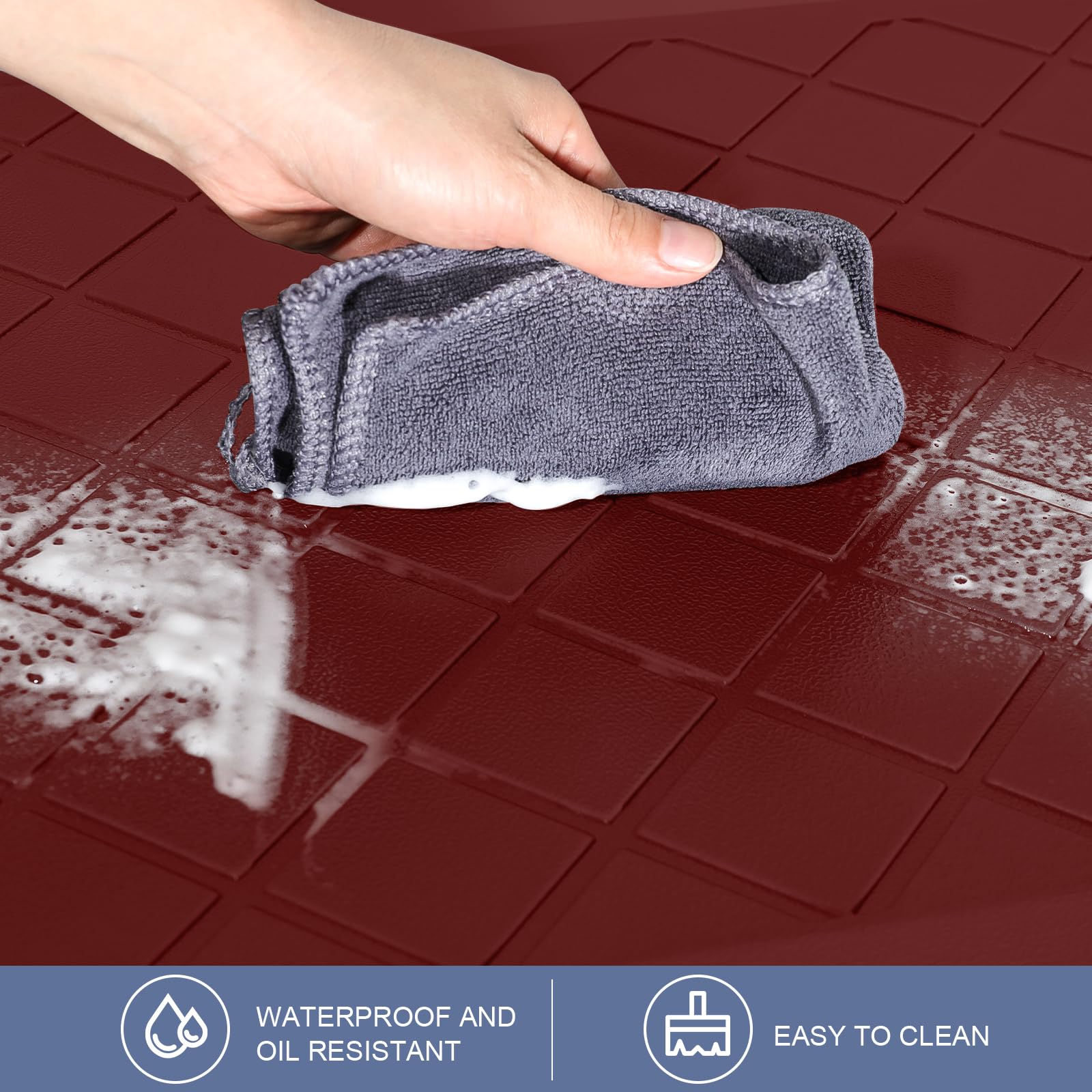 WEZVIX Cushioned Kitchen Mat 2 PCS, Anti Fatigue Kitchen Rugs, Heavy Duty Kitchen Rugs and Mats Non-Skid, Ergonomic Comfort Foam Kitchen Floor Mat for Home, Office, Sink, Laundry, Red