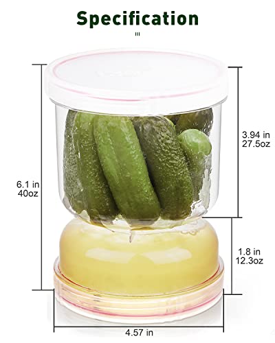 AIxibu Pickle Jar with Strainer Flip,40oz Pickle Flip Jar With Double Leak Proof,Food Storage Container of Pickles(1PCS)