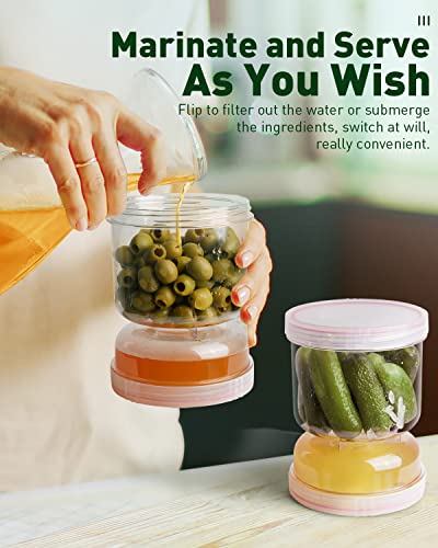 AIxibu Pickle Jar with Strainer Flip,40oz Pickle Flip Jar With Double Leak Proof,Food Storage Container of Pickles(1PCS)