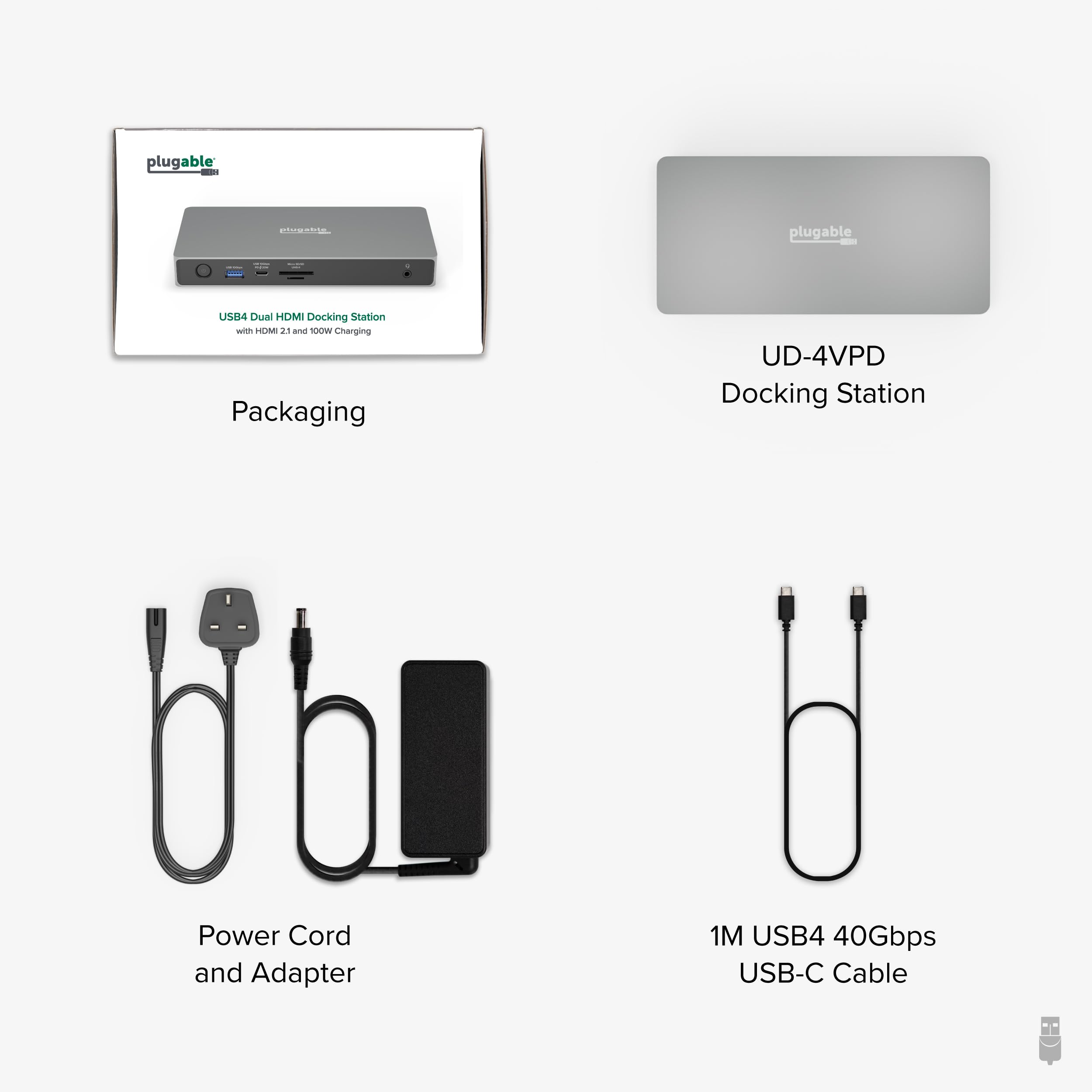 Plugable USB C Docking Station Dual Monitor, 11-in-1, USB4 40G 100W Laptop Charging Dock for Windows and Thunderbolt, 4K HDMI 2.1 upto 120Hz, 2.5Gbps Ethernet, SD Reader, 20W USB-C Charging Driverless