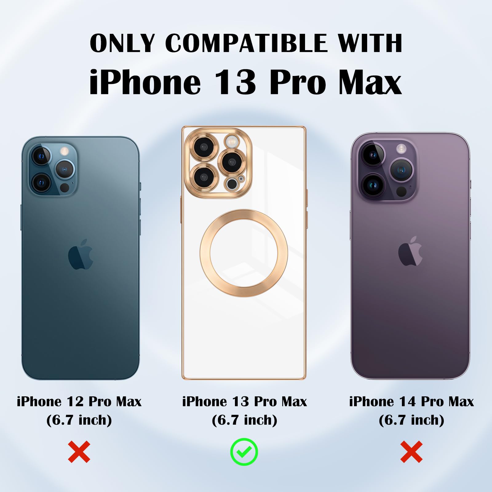 Newseego for iPhone 13 Pro Max Magnetic Case, Luxury Plating Edge Case for Women Girls Men Soft TPU Bumper Anti-Scratch Shockproof Protective Case Cover for iPhone 13 Pro Max-White