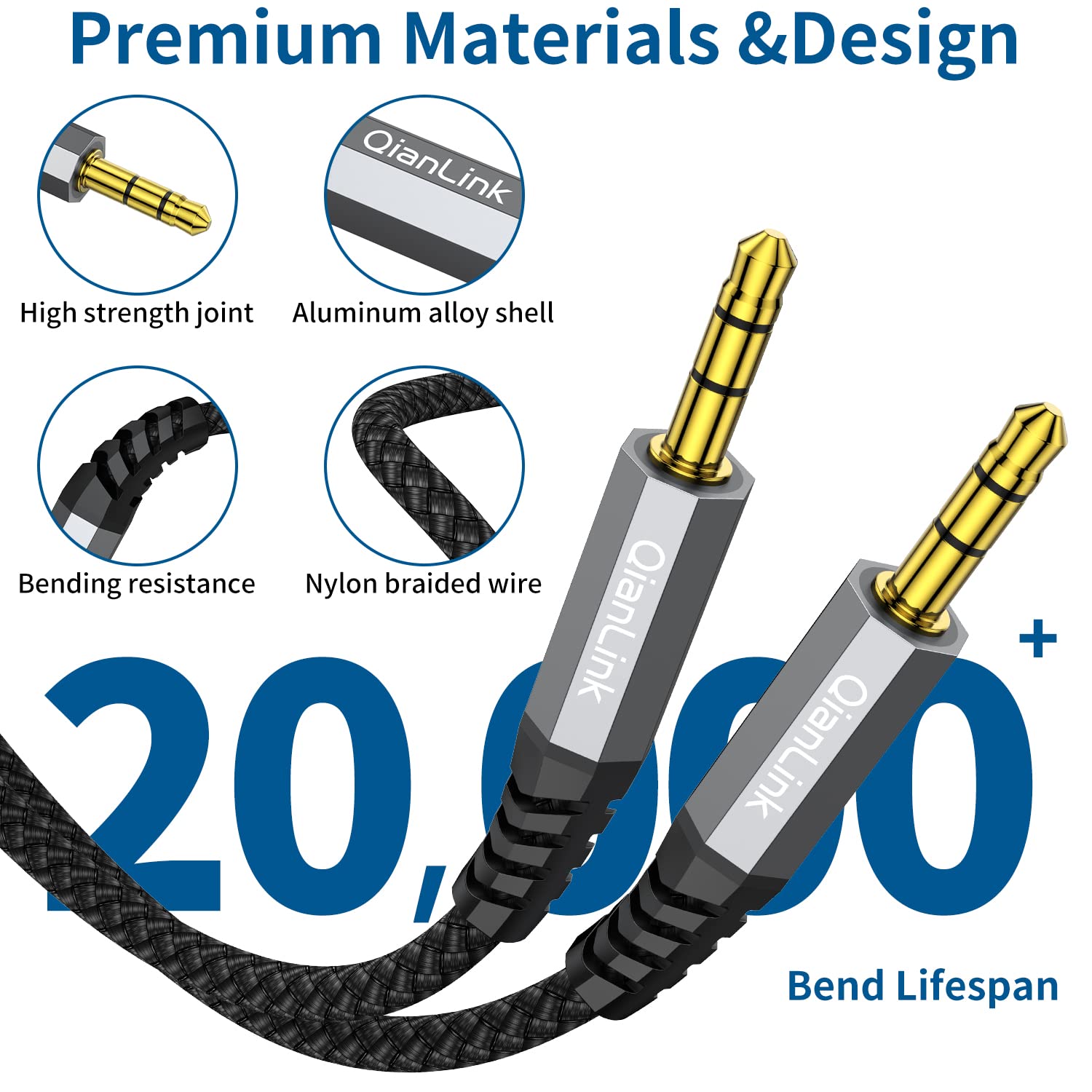2 Pack AUX Cable,Auxiliary Cable(10ft/3m, Hi-Fi Sound)3.5mm TRS Auxiliary Audio Cable Nylon Braided Aux Cord Compatible with Car,Home Stereos,Speaker,iPod iPad,Headphones,Sony,Echo Dot,Beats (Grey)