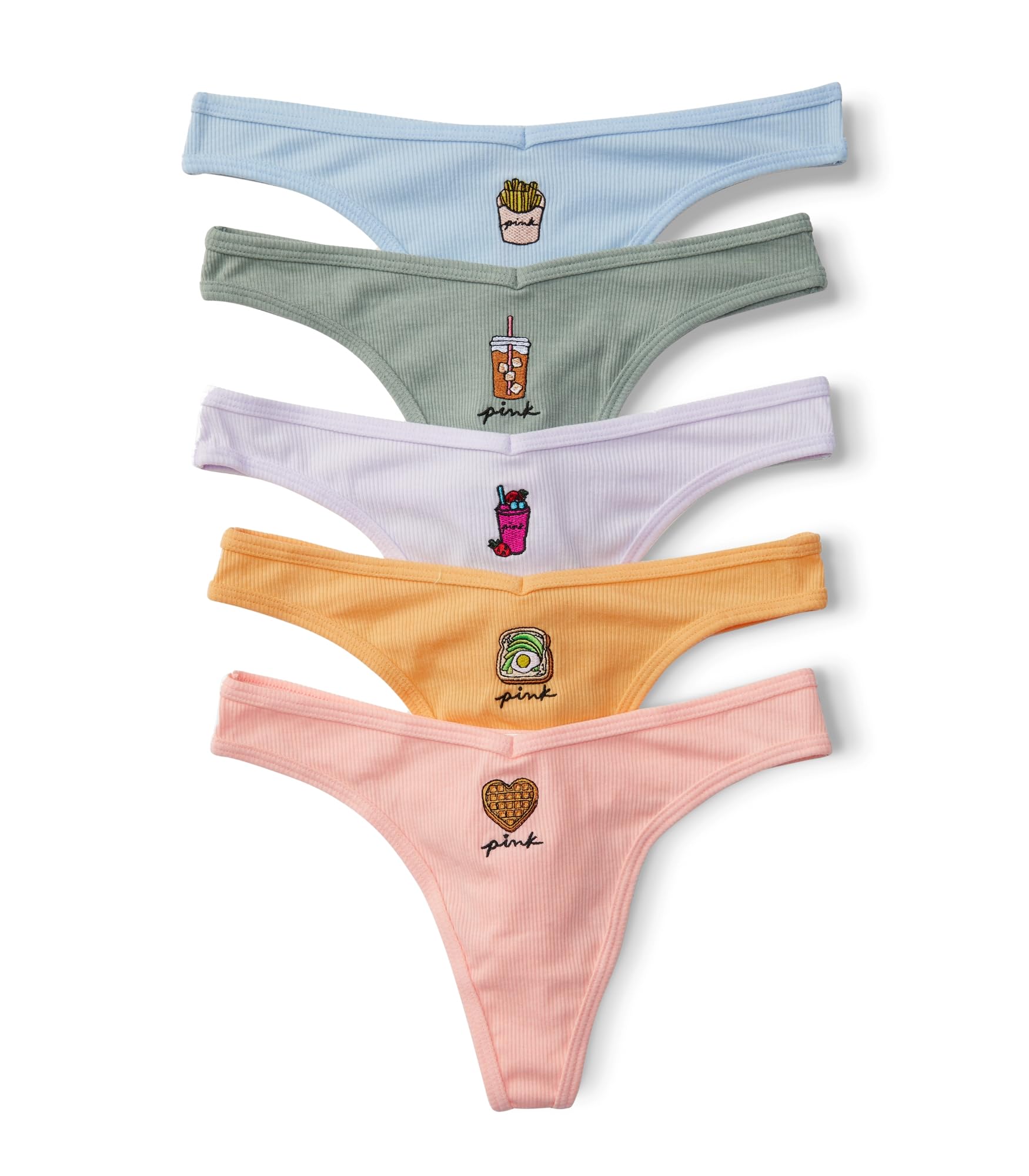 Victoria's Secret PINK Cotton Thong Panty Pack, Women's Panties, Cotton Thong Underwear for Women, Thong Panties, Ladies Underwear, Multi (M)