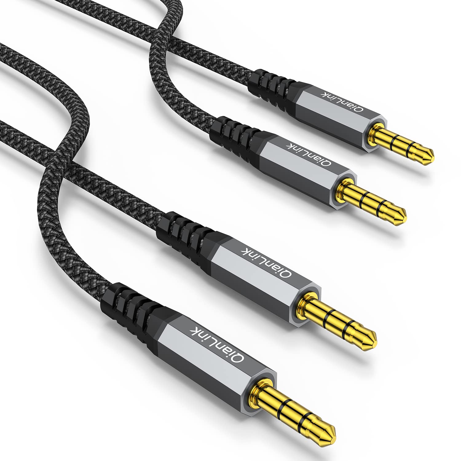 2 Pack AUX Cable,Auxiliary Cable(10ft/3m, Hi-Fi Sound)3.5mm TRS Auxiliary Audio Cable Nylon Braided Aux Cord Compatible with Car,Home Stereos,Speaker,iPod iPad,Headphones,Sony,Echo Dot,Beats (Grey)