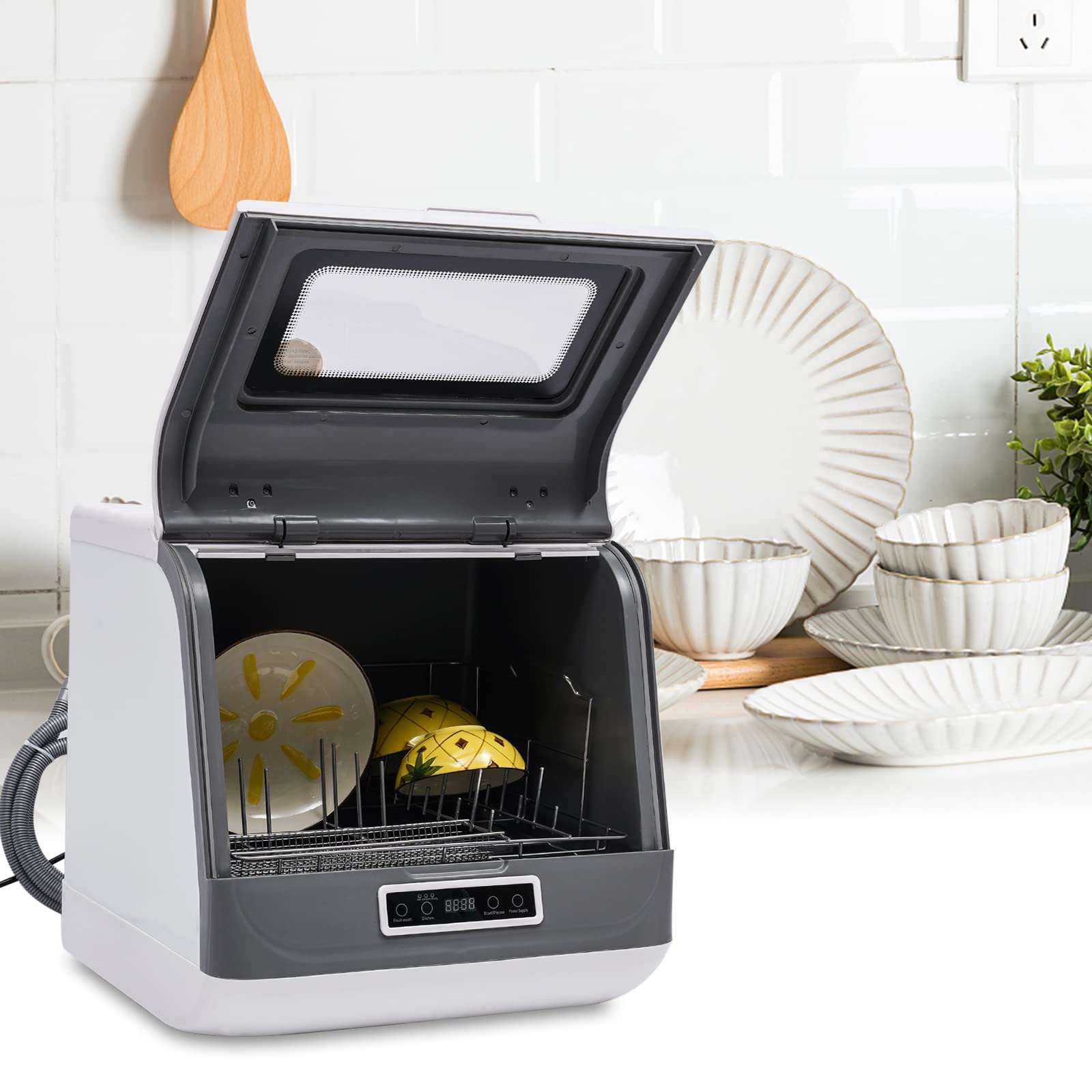 Countertop Dishwasher 3 Washing Program Programs Portable Dishwasher With 8-Liter Built-in Water Tank Mini Dishwasher for Small Sized Houses & Apartments & Dorms & Boats & Campers/RVS