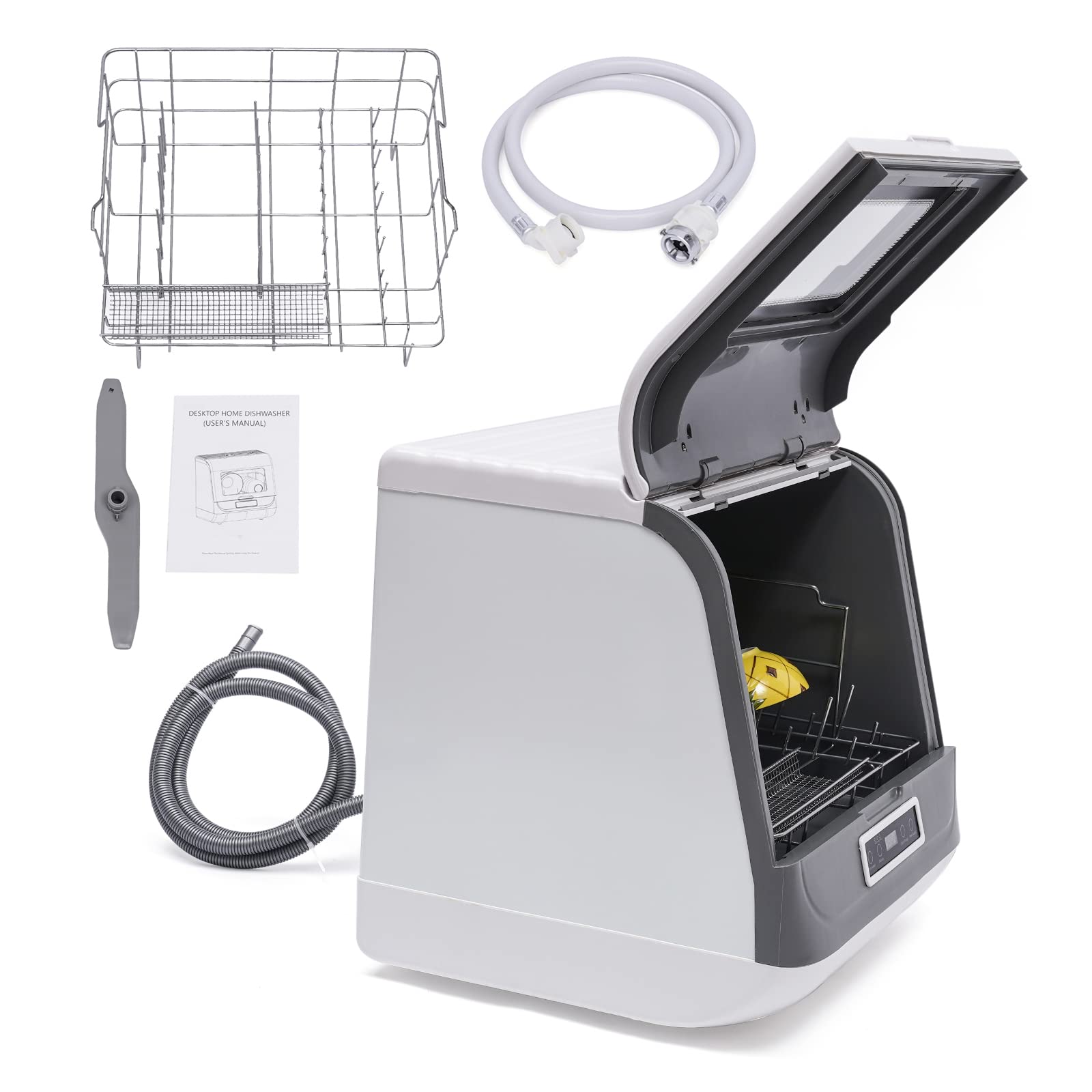 Countertop Dishwasher 3 Washing Program Programs Portable Dishwasher With 8-Liter Built-in Water Tank Mini Dishwasher for Small Sized Houses & Apartments & Dorms & Boats & Campers/RVS