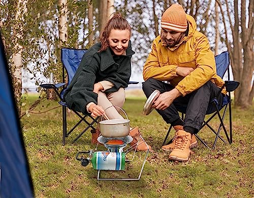 Flame King FK-AD010CGA Multi-Use Portable Propane Heater/Cooker 15,000 BTU for Camping, Ice Fishing, and Backpacking Trips, Silver