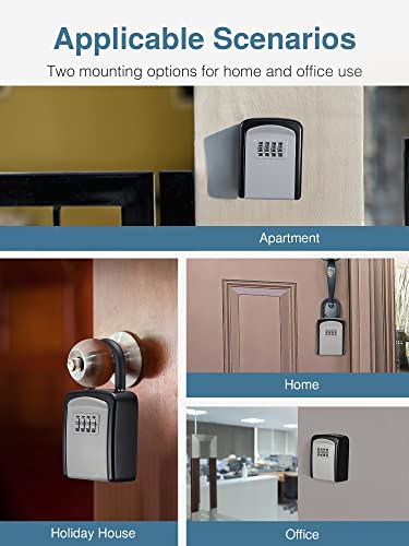 Puroma Key Lock Box, 4-Digit Combination Key Storage Lockbox, Portable Wall Mounted Security Lockbox for Home, Flats, Realtors Garage Spare Keys (1 Pack)