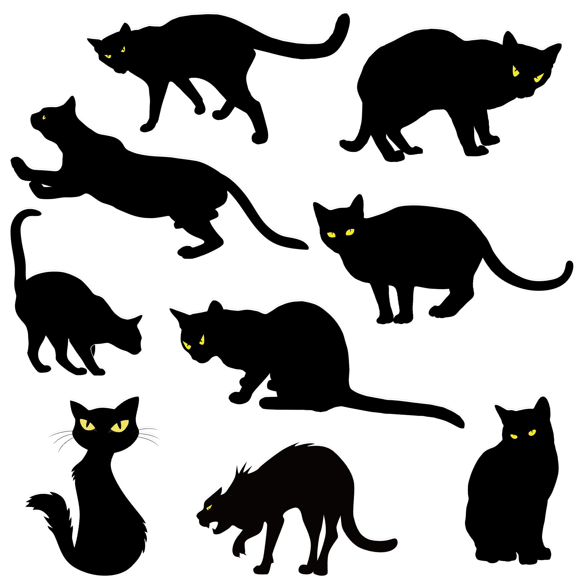 Lucleag 45PCS Halloween Black Cat Cutouts for Halloween Decorations, Spooky Halloween Black Cats Cutouts for Halloween Party Decor School Classroom Bulletin Board Wall Decoration