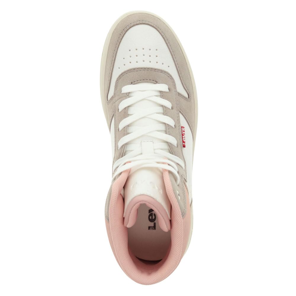 Levi's Womens Drive Hi 2 Synthetic Leather Casual Hightop Sneaker Shoe, Winter White/Taupe, 7 M