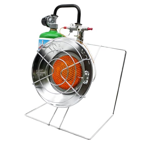 Flame King FK-AD010CGA Multi-Use Portable Propane Heater/Cooker 15,000 BTU for Camping, Ice Fishing, and Backpacking Trips, Silver