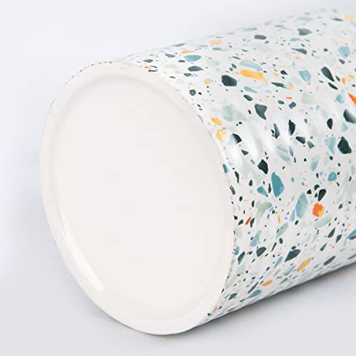LEAZUL Kitchen Utensil Holder,7.2″Extra Large Stable Terrazzo Marble Pattern Ceramic Utensil Crock,Utensil Organizer for Countertop,Kitchen Decor,Utensil Holder for Housewarming,Wedding Gift Blue