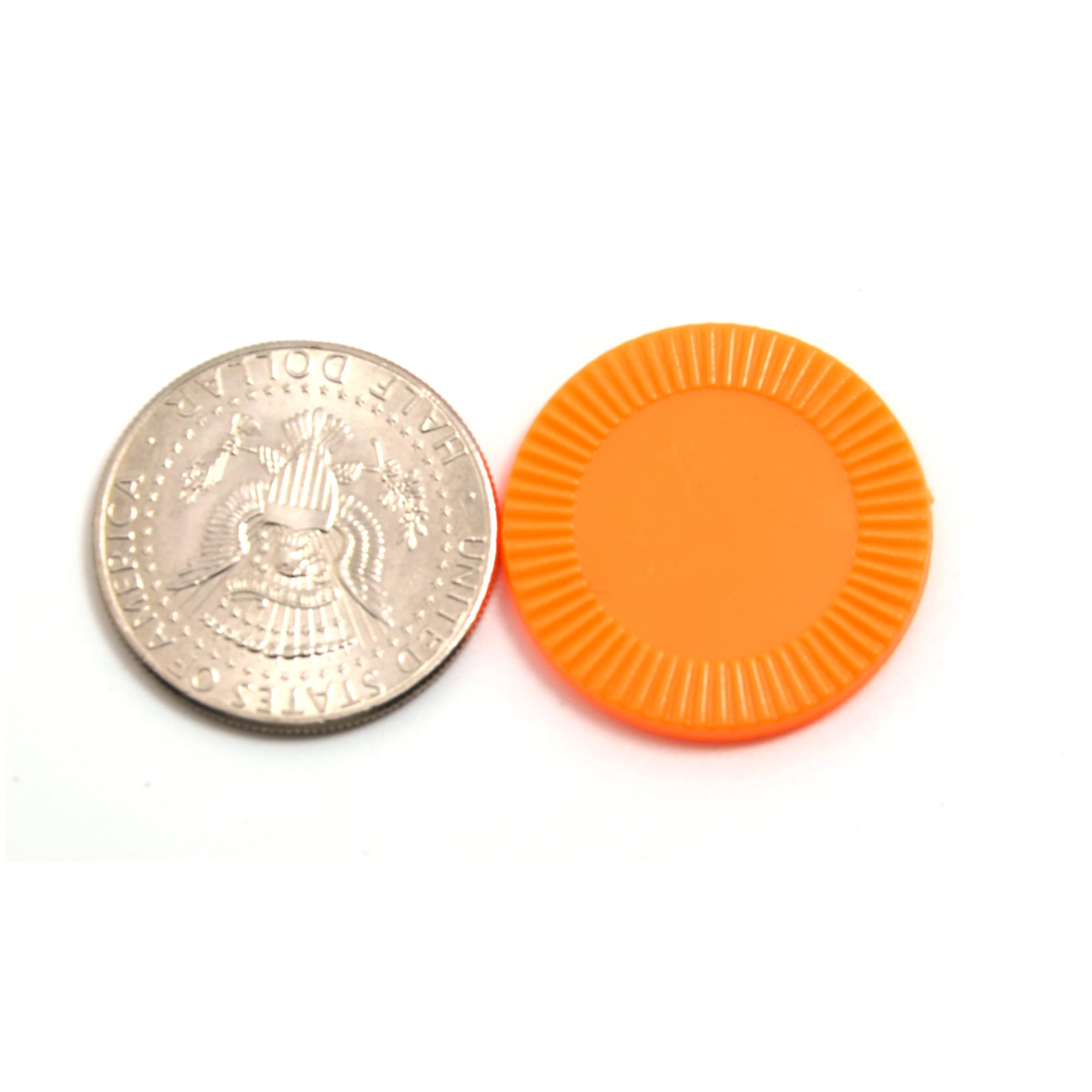 Smartdealspro 64pcs 32mm/1.26 Inch Opaque Plastic Learning Counters Disks Mini Poker Chips Game Tokens with Storage Box (Orange)
