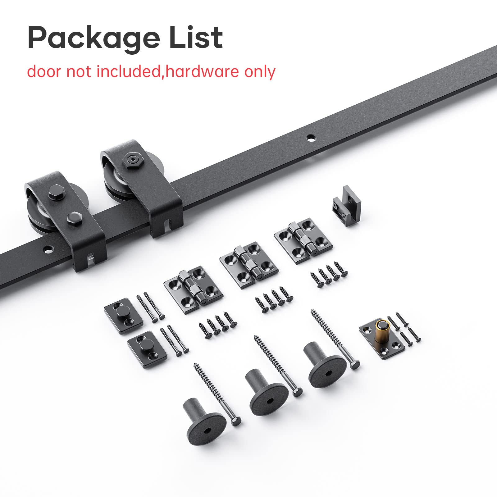 EaseLife 30" Bi-folding Sliding Barn Door Hardware Track Kit for 2 Closet Door,Top Mount Roller,Heavy Duty,Slide Smoothly Quietly,Easy Install,Black,No Door (Track Length 34" for Double 15" Wide Door)
