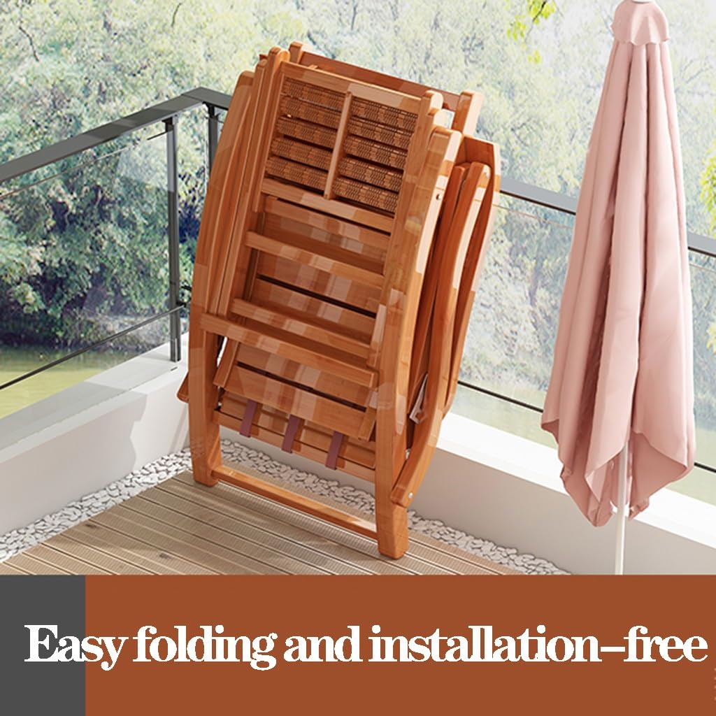 Deck Chair Wood Foldable Recliner Zero Gravity Chairs Bamboo Rocking Chair,Patio Rocking Chair Beach Sun Lounger Recliner,Portable Foldable Zero Gravity Chair with Footrest ( Color : Without pad )